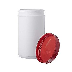 Consolidated Plastics 42597 HDPE Canister, White Canister/Red Lid, 85 oz., 12 Piece