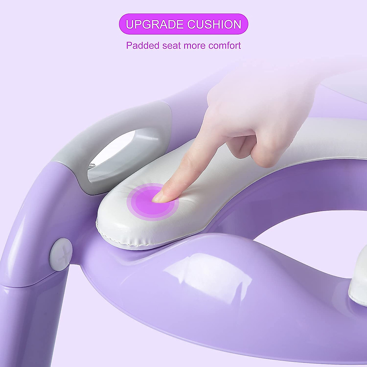 Potty Training Seat Ladder Girls,Toddlers Potty Training Toilet Seat Boys,Kids Potty Seat Potty Chair with Step Stool Fedicelly（Gray/Purple）