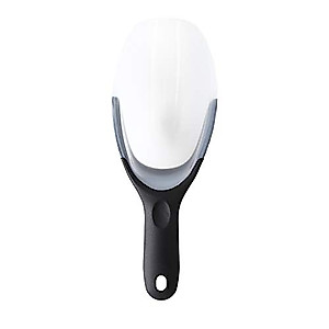 Spring Chef Magnetic Ice Scoop, Contoured Translucent Flexi-Plastic with Soft Grip Handle for Ice, Flour, Rice, Popcorn, Pet Food, Black