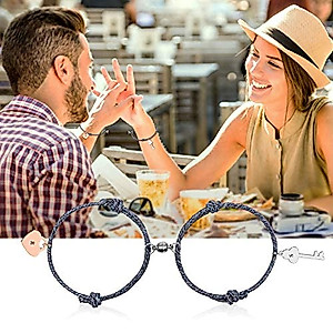 ORFAN Custom Couples Bracelet Adjustable Attract Couples Bracelet Personalized Engraved Love Bracelet for Men and Women (Style 3, Custom)