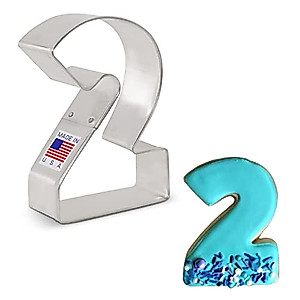 Number Two / #2 Cookie Cutter, 3.25" Made in USA by Ann Clark