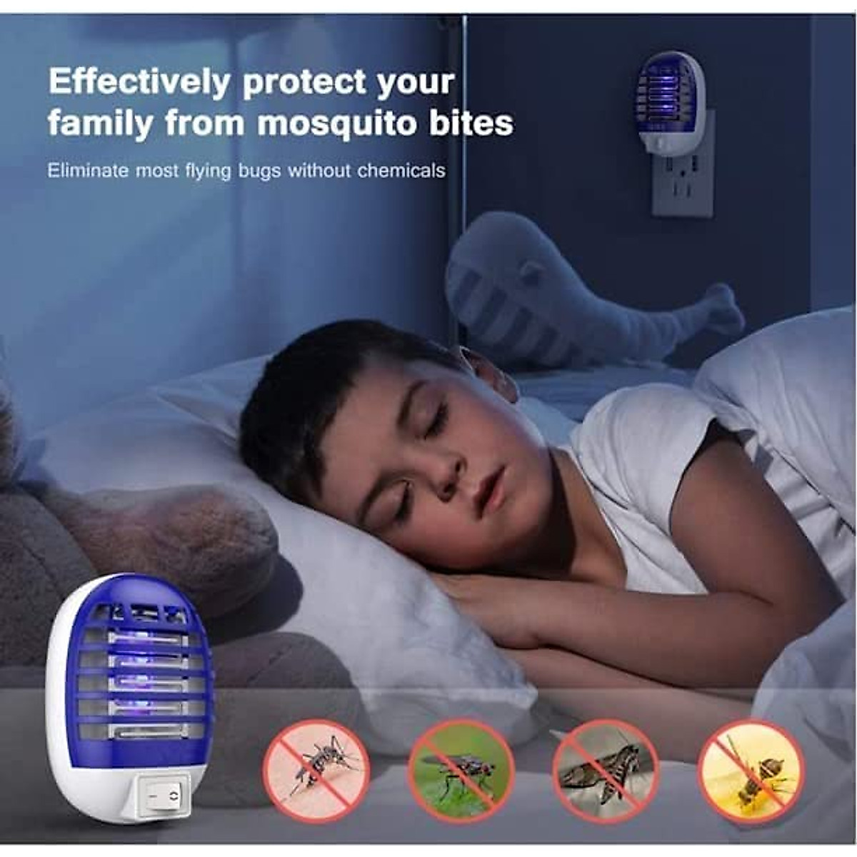 Bug Zapper Indoor Plug-in Mosquito Killer Trap Zapper, Electric Gnat Fly Trap Zapper for House Mini Bug Killer Light Eliminates Flying Pests for Home, Little Gnats (Blue)