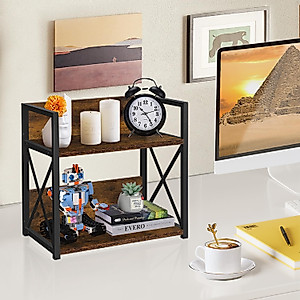 YINMIT Coffee Bar Accessories Organizer, Spice Rack Organizer, Wooden Kitchen Counter Shelf, 2 Tier Coffee Organizer Station for Countertop, Coffee Condiment Rack for Mugs, Cups, Cream, Syrup (Medium)