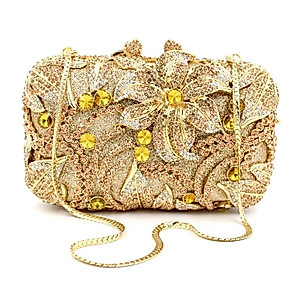 ZLXDP Evening Hollow Out Crystal Floral Diamond Evening Clutch Bag Party Wedding Purse