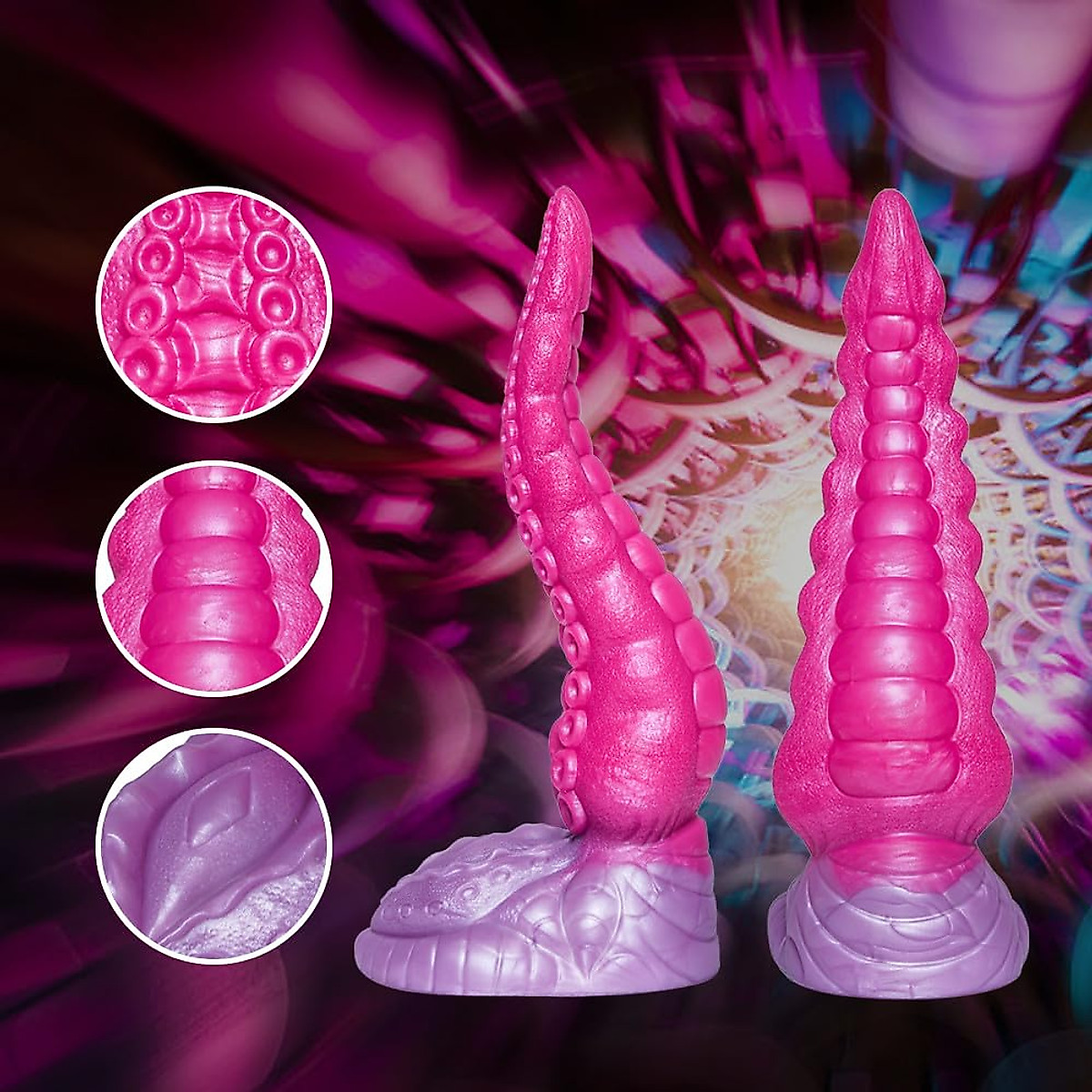 9 Inch Large Realistic Tongue Dildo from Dragon Monster Dildo Soft Silicone Big Anal Dildo with Textured Octopus Tentacles Suction Cup for Women Adult Sexy Sex Toy Anal Plug for Vaginal G-spot（Rose）