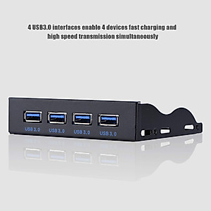 4 Ports USB 3.0 Front Panel Hub, 3.5 Inch Floppy Bay Internal Metal USB Hub Front Panel with 19 Pin to 4 USB 3.0 Hub Ports, for Computer Case