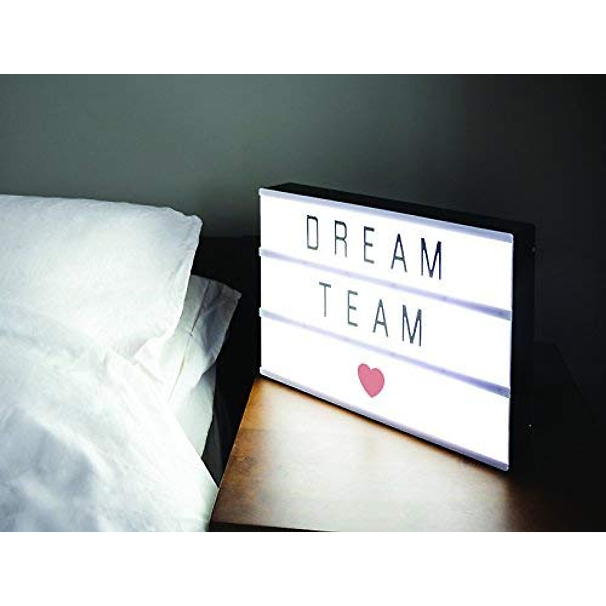 A4 Cinematic Light Box Sign - 105 Letters and Colour Emojis - USB or Battery Operated - USB Cable Included - Vintage Cinema LED Sign