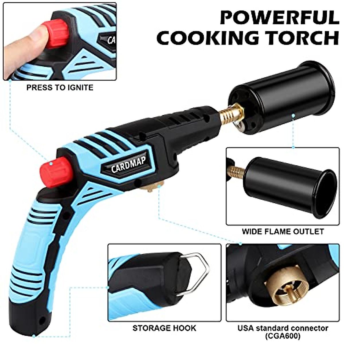 POWERFUL Grill & Cooking Torch,Sous Vide,Propane Kitchen torch, Charcoal Lighter,Kitchen Culinary Grilling Tool,for Searing Steak & Creme Brulee
