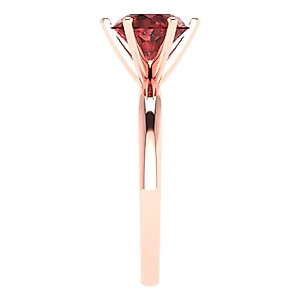 Clara Pucci 2.0 ct Round Cut Solitaire Natural VVS1 Red Garnet Engagement Wedding Bridal Promise Anniversary Ring 18K rose Gold Size 7.75