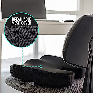 DMI Memory Foam Seat Support Cushion | Coccyx, Sciatica, & Tailbone Pain Relief | Multi-Use Ergonomic Seat Cushion for Office Chair for Driving & Home | Breathable