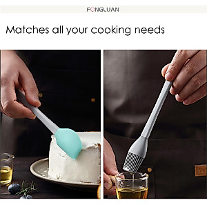 FONGLUAN Mini Silicone Spatula Set of 5 - Heat Resistant & Nonstick Rubber Spatulas - Dishwasher Safe Kitchen Utensils for Cooking, Baking, Mixing