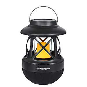Westinghouse Solar Outdoor Bluetooth Speaker with Light, Rechargeable Atmosphere LED Table Lamp, Weather Resistant Decorative Candle Lantern with Speaker for Garden Yard Patio Porch Housewarming Gifts