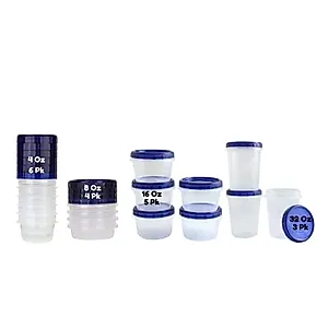 Combo Twist Top Food Kitchen Storage Containers Leak-Proof Airtight Soup Storage Canisters with Screw & Seal Lids BPA-Free Stackable Reusable 4 Oz - 6 Pk, 8 Oz - 4 Pk 16 Oz 5 Pk, And 32-Ounce 3 Pk