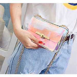 Holographic Message Bags Women's Clear Chain Shoulder Bag Cross Body Bag