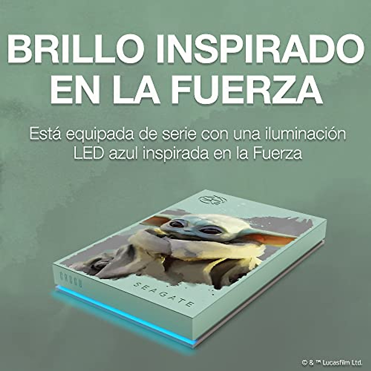 Seagate Grogu Drive Special Edition FireCuda External Hard Drive 2TB Officially-Licensed - 2.5 Inch USB 3.2 Gen 1 forced inspired Blue LED lighting with Rescue Services (STKL2000404)