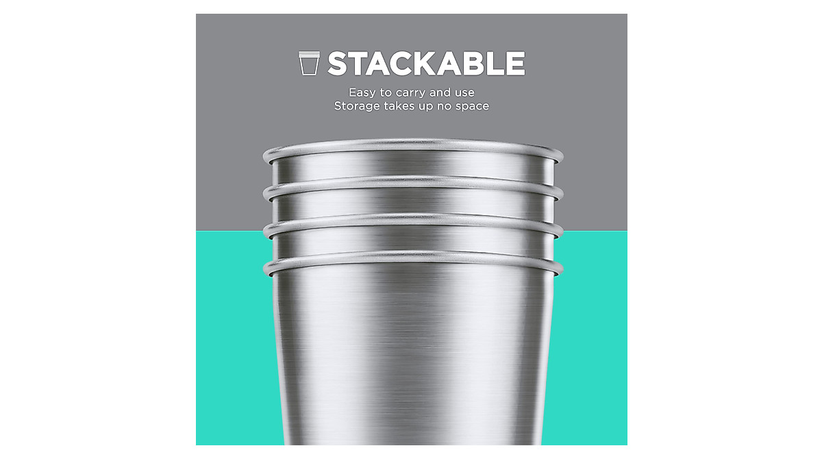 HAUSHOF 20 oz Stainless Steel Pint Cups - Stackable & Unbreakable