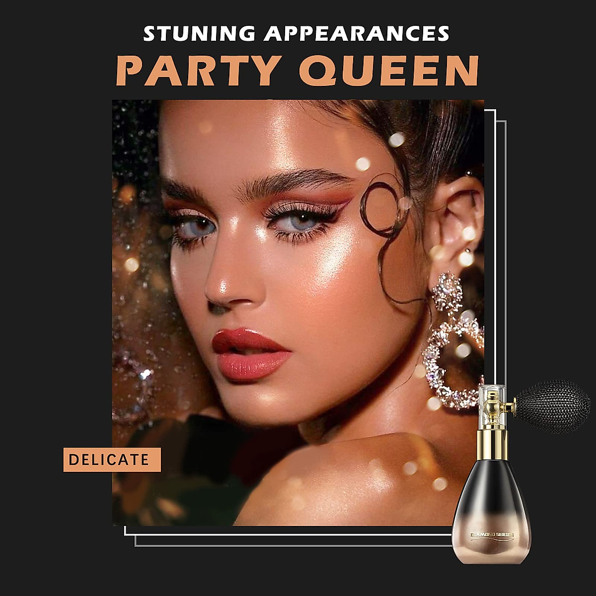 NewBang 3pcs Highlighter Loose Powder Spray Glitter High Gloss Spray Shimmer Shimmering Sparkle Powder Body Glitter Makeup Spray for Face Body Hair Nails Christmas Party Cosmetic Gift Set for Women