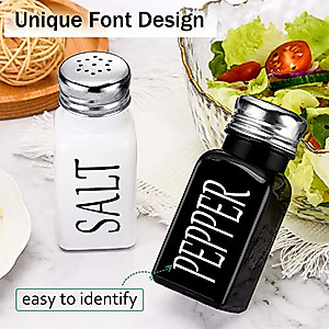 Salt and Pepper Shakers Set -DWTS DANWEITESI Cute Salt Shakers - Vintage Glass Black and White Shaker Set with Stainless Steel Lid - For Black and White Kitchen