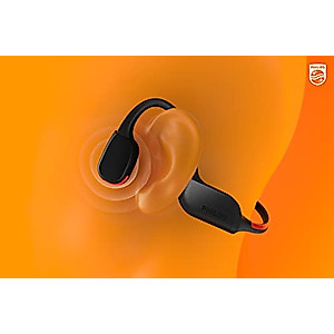 Philips GO A7607 Open-Ear Bone Conduction Bluetooth Headphones with Bluetooth Multipoint, IP66 Water-Resistant, Black