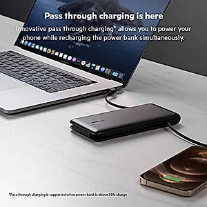 Belkin BoostCharge Plus 10k mAh Power Bank with Integrated Lightning Cable & USB C Cable - iPhone Charger - Battery Pack Portable Charger - iPhone 14 Pro Max, iPhone 14, iPhone 13, iPhone 12 - Black