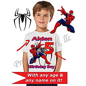 Custom Spider Birthday Shirt with Any Name and Age Family Spider Birthday Shirts Handmade Kids Party Spider Birthday