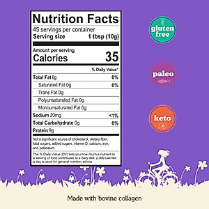 NuNaturals Unflavored Beef Gelatin Powder, Instantly Thickens, Stabilizes, and Texturizes, 1 lb