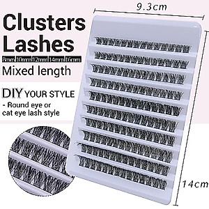 Eyelash Clusters 140Pcs DIY Eyelash Extenisons Natural Look Wispy Clusters Lashes 8-16MM D Curl Individual Lashes DIY at Home Wispy Fluffy Lash Extensions (D03)
