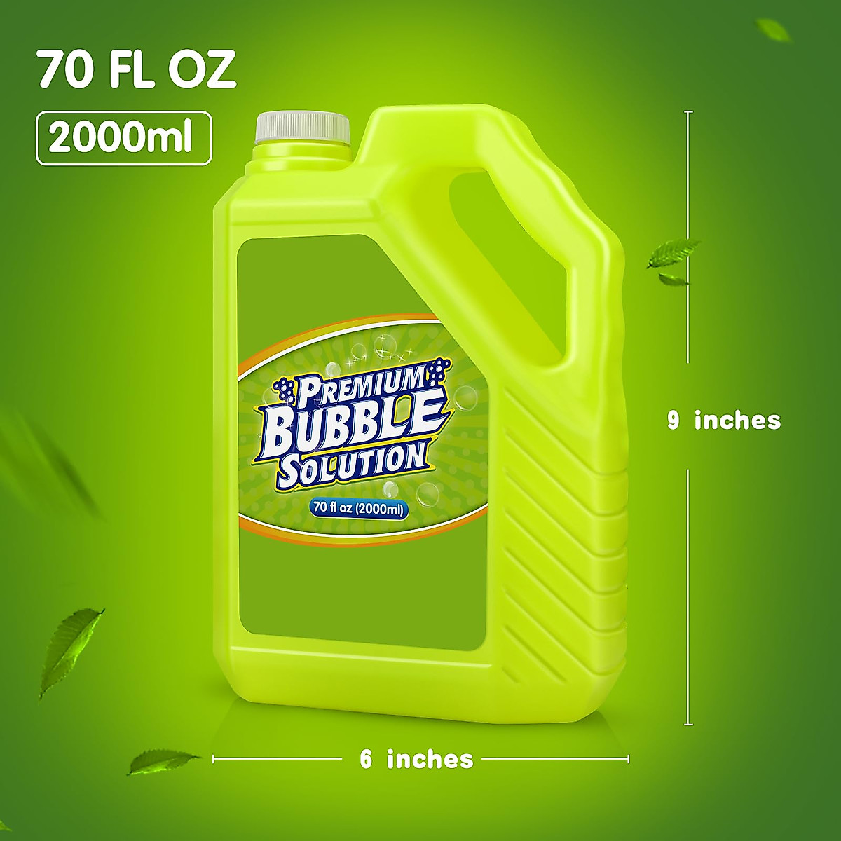 Bubble Solution Refill - 70 Ounce Premium Bubble Liquid Refills for Bubble Machine, Wand, Gun, Blower at Wedding and Party - Bubbles Toy for Kids Toddlers Boys Girls (with Portable Handle)