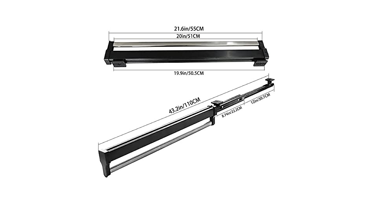 NERILEE Heavy Duty Pull-Out Closet Rod - Space-Saving Hanger