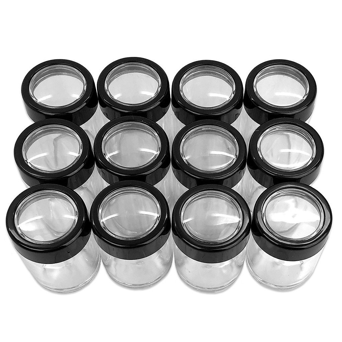(Quantity: 12 Pieces) Beauticom 10G/10ML Acrylic Transparent Cylinder Sifter Container Jar with Clear Lid Window