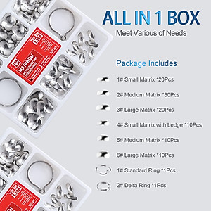 100Pcs Dental Sectional Contoured Matrices Matrix Bands 35 μm with 2 Rings Orthodontic Supplies