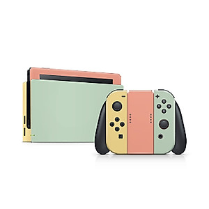 Tacky Design Color Blocking Skin Compatible with Nintendo Switch Skin Wrap Cover, Green Colorwave Skin for Nintendo Switch Stickers, Premium Vinyl 3M Full Wrap Decal.