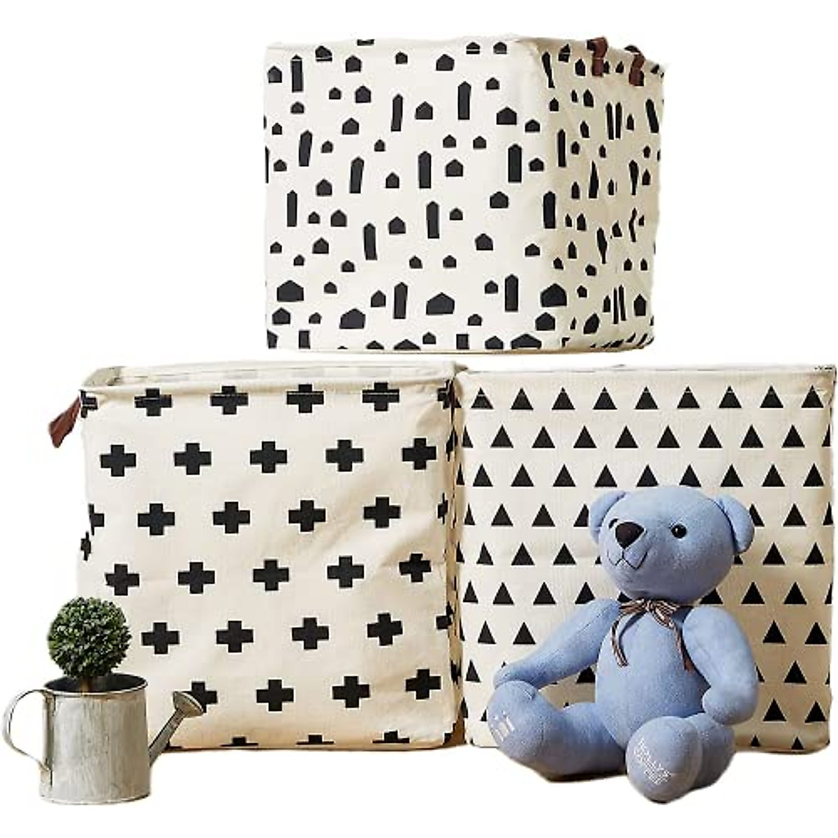 DIOB 13x13x13 Storage Cube Bins Water Proof Toy Storage Bins Foldable Closet Storage Baskets for Storage Organizer (3 BASKETS CUTE)