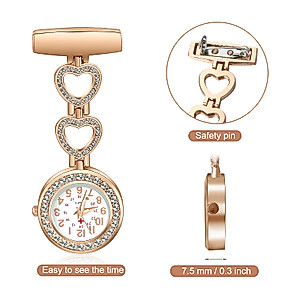 Nurse Watches for Nurses Doctors, Custom Nurse Watches Hanging Engraved Name Lapel Pin Watch on Nursing Watch, Personalized Nurses Pocket Watches for Graduation Birthday Valentine's Day Mothers Day (Rose gold 2)