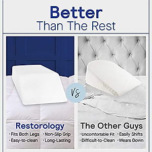 Restorology Leg Elevation Pillow for Sleeping - Supportive Bed Wedge Pillow for Circulation, Swelling, Foot & Knee Discomfort