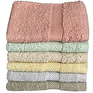 Washcloths, Set of 12 - 100% Ring Spun Cotton Wash Cloth – Thick Loop Pile Washcloth - Extra Absorbent and Soft – Lint Free Face Towel – Perfect for Bathroom Machine Washable Size 13 X 13 inch.