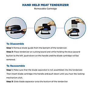 Jaccard 45-Blade Meat Tenderizer, Simply Better Meat Tenderizer, Stainless Steel Columns/ Removable Cartridge, NSF Approved, Black