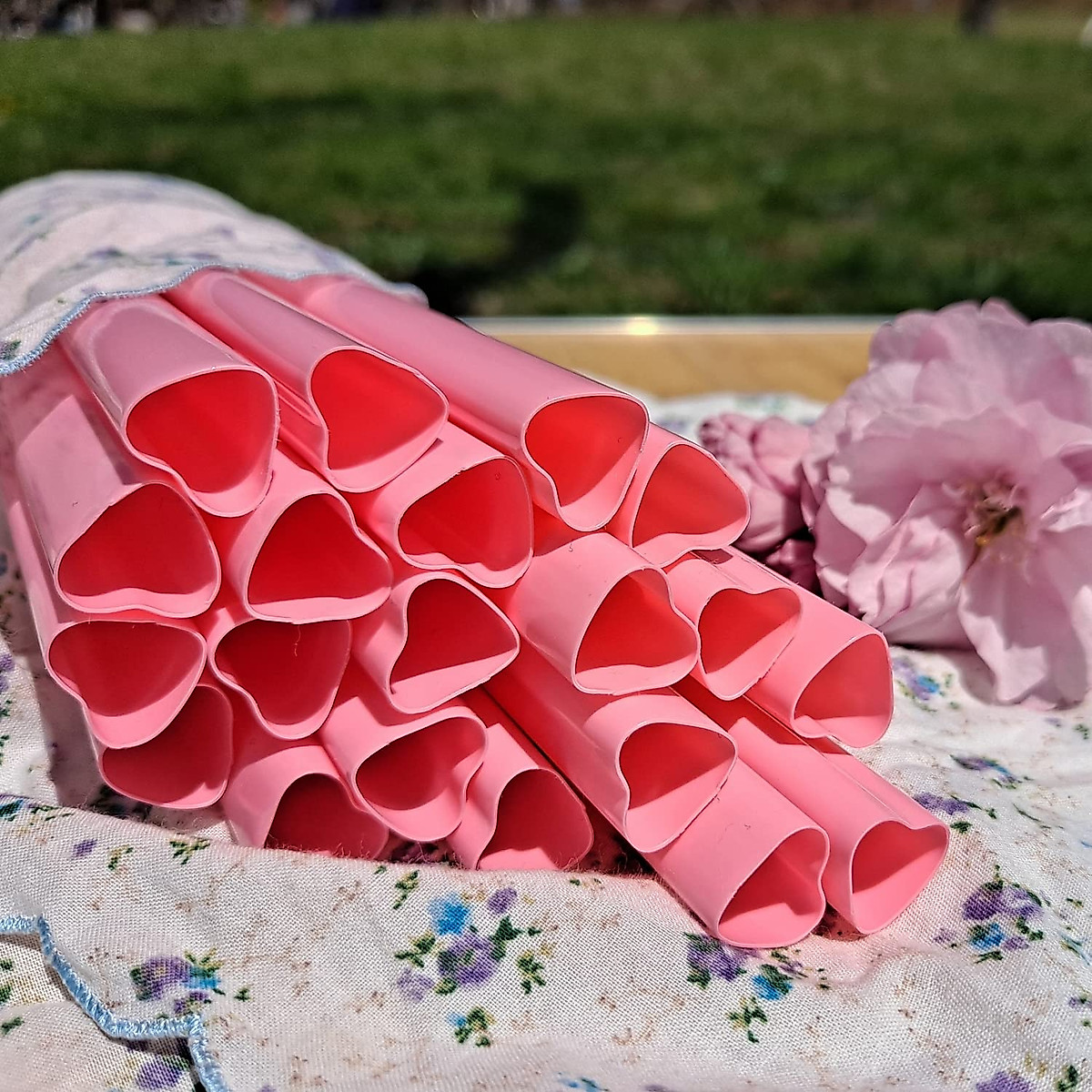 The best MOON Jumbo Smoothie Straws Heart shaped Pink Straws Disposable Drinking cute straws Individually Wrapped Pink Plastic Straws milkshake Valentines day Champagne valentine's day 50pcs