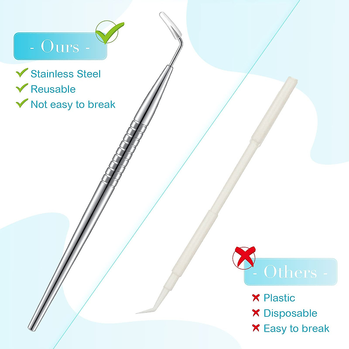 2 Pieces Eyelash Lift Tool Lash Separator Tool Stainless Steel Lash Lifting Perm Tool Lash Eyelash Perm Applicator Eyelash Extensions Supplies for Eyelash Lifting and Separating (Silver)