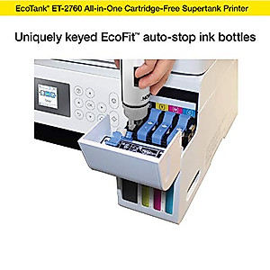 Epson EcoTank ET-2760 Wireless Color All-in-One Cartridge-Free Supertank Printer with Scanner and Copier. Full 1-Year Limited Warranty (Renewed Premium)