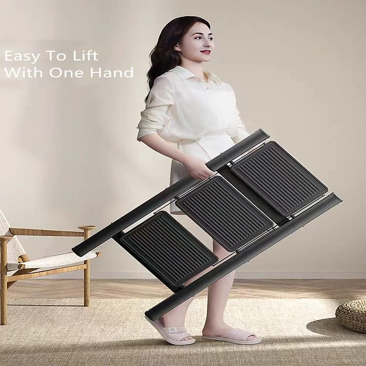 3 Step Ladder,Folding Step Stool with Wide Anti-Slip Pedal,330lbs Load Capacity,Lightweight and Portable for Kitchen Space Saving