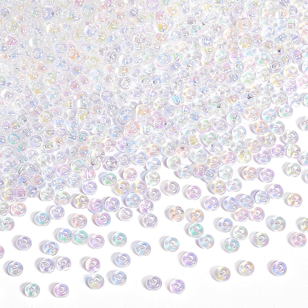 PH PandaHall 6000Pcs 11/0 2mm Glass Seed Beads Round Waist Beads Mini Spacer Beads for Earring Bracelet Necklace Jewelry Making, AB Color