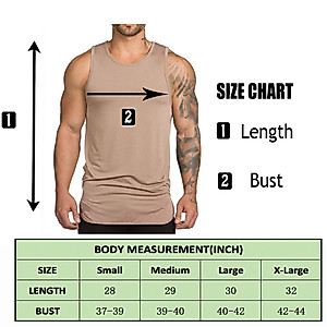 Magiftbox Mens Extended Scoop Workout Stringer Tank Tops Gym Shirts for Men Black/Khaki T05_Khaki_US-M