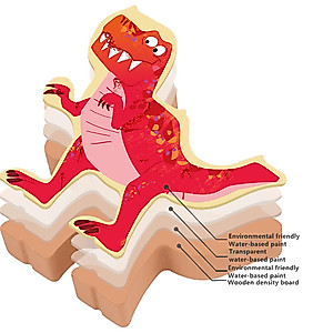 Dinosaur Stacking Toy Wooden Animal Puzzle Children's Dino Education Stacking Toy, Used in Children's Montessori Toys As Gifts for 3-7 Years Old Boys and Girls