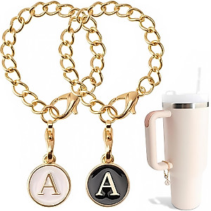 Guulaiwod Letter Charm Accessories For Stanley Cup, 2PCS ID Initial Letter Charm Personalized, Water Cup Handle Identification Letter Charm (A)