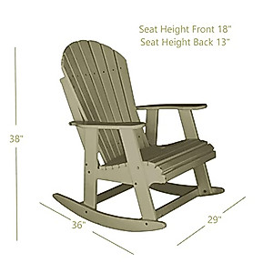 Phat Tommy Adirondack Rocking Chair | Outdoor Rocking Chairs for Porch | Outside Patio Rockers, All Weather Poly Furniture, Weatherwood