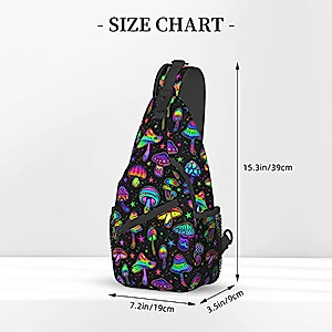 Yamegoun Colorful Mushroom Sling Bag Women Men Backpack Crossbody Bag Travel Hiking Casual Sport Climbing Runners Daypack Waterproof