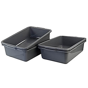 Qqbine 36 Quart Commercial Bus Tubs, Plastic Bus Box Dish Pan Basin, Gray, 4 Packs