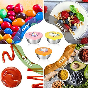 6 Pcs Unicorn Salad Dressing Containers to Go 1.9 oz Kid Condiment Sauce Containers Stainless Steel Small Containers with Lids Silicone Lid Bento Box Accessories Leakproof Condiment Cup for Food