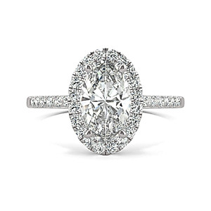 14K White Gold Moissanite by Charles & Colvard 10x6mm Elongated Oval Halo Ring-size 5 2.62cttw DEW